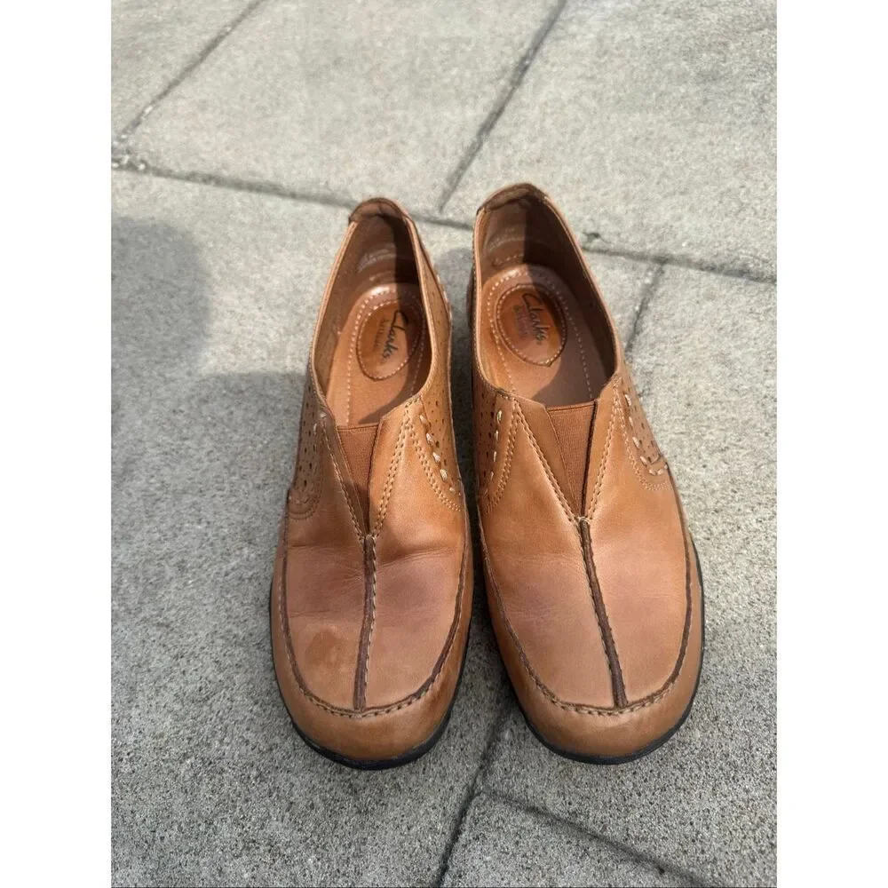 Clarks | Shoes | Clarksartisan Slip On Shoes Womens 75m Brown Leather ...
